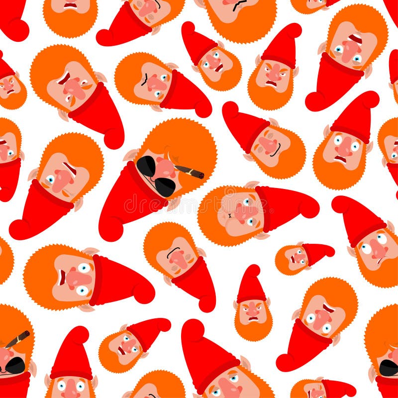 Garden Gnome Set Poses. Dwarf Happy. Sleeping and Angry. Guilty and Sad ...