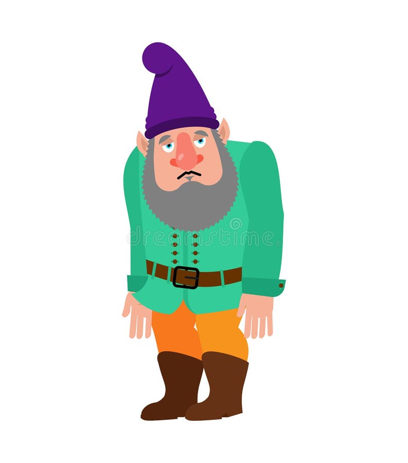 Garden Gnome Sad Emoji. Dwarf Sorrowful Emotions. Dull Stock Vector ...
