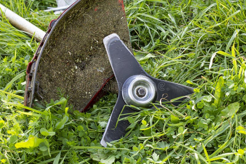 Garden Grass Trimmer Blades and Guard, Close-up Stock Photo - Image of ...