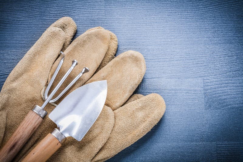 Garden Hand Tools Fork and Spade on Glove Stock Image - Image of ...
