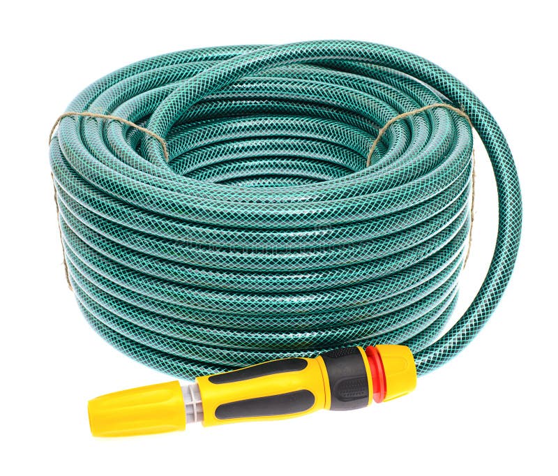 Garden Hose Isolated on White Background Stock Photo - Image of water ...