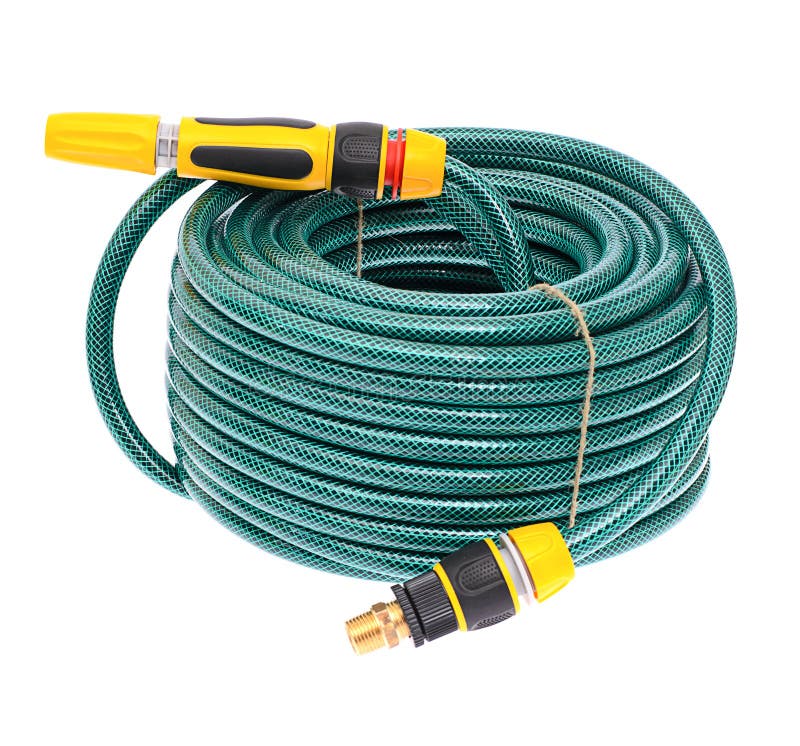 Garden Hose Isolated on White Background Stock Image - Image of water ...