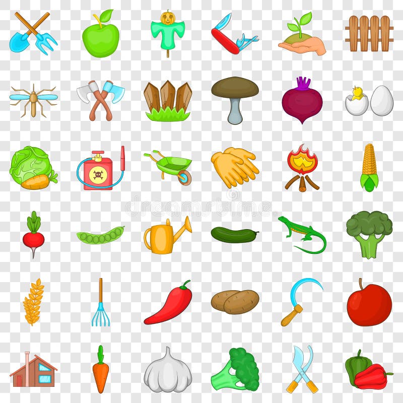 Garden Icons Set, Cartoon Style Stock Vector - Illustration of nature ...