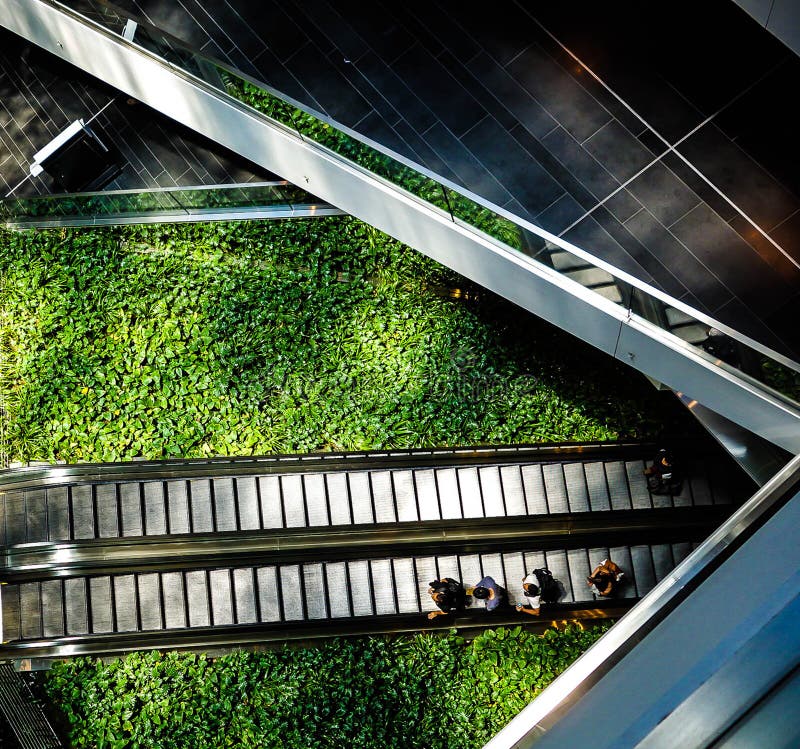 Escalator, Garden, Waterfall Stock Image - Image of shade, indoor: 23317313