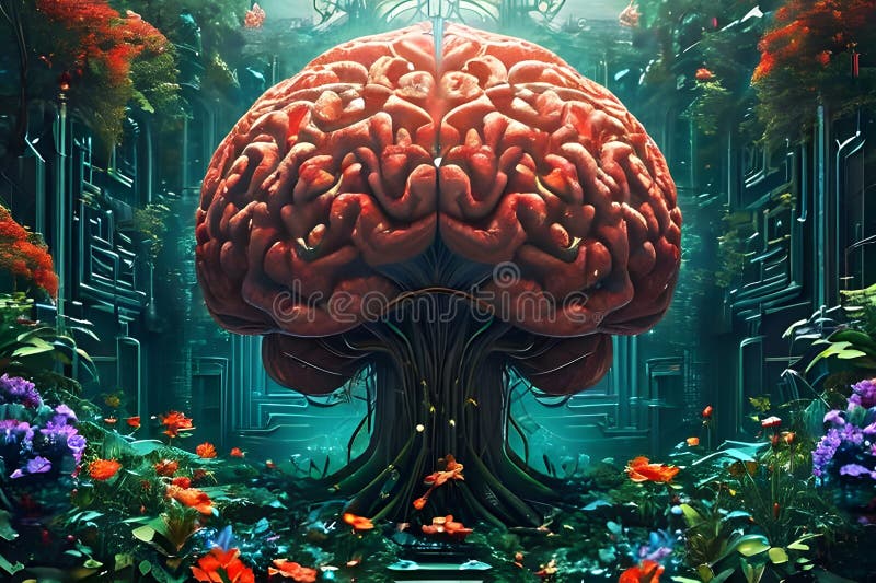 The Garden of Knowledge-Brain Knowledge Concept Stock Illustration ...
