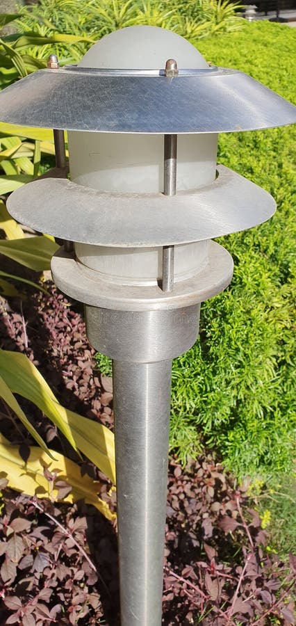 Garden Lamp Post that Lights at Night Stock Image - Image of garden ...