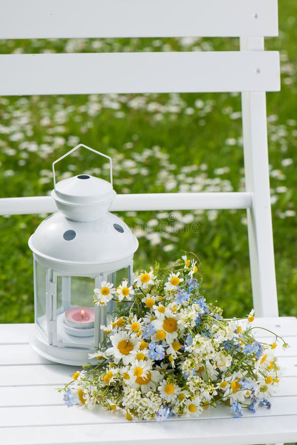 Garden Lantern with Flowers Stock Image - Image of garden, spring: 71575937