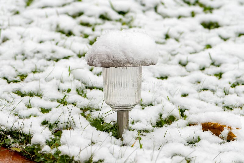 A Garden Lantern with a Light Accumulating Element is Covered with the ...