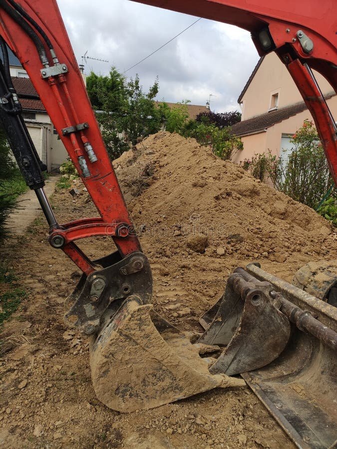 Garden Under Construction for Foundation Work Stock Image - Image of ...