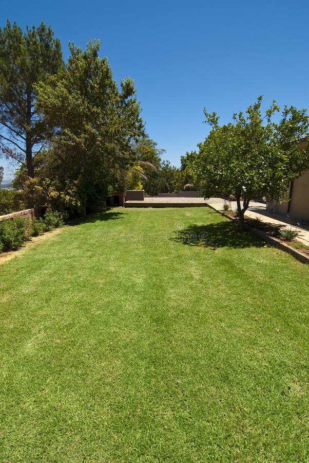 Garden with large lawn stock photo. Image of real, grass - 13750412