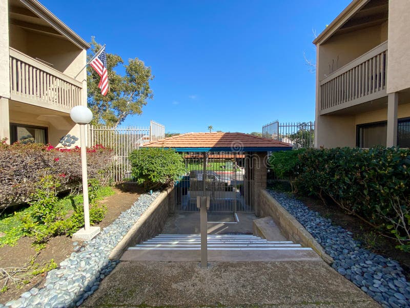Garden and Lawn Along the Walk Path through the Typical Condo Complex ...