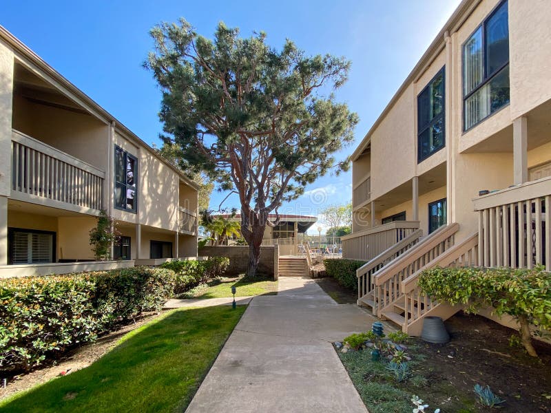 Garden and Lawn Along the Walk Path through the Typical Condo Complex ...