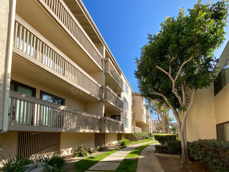 Garden and Lawn Along the Walk Path through the Typical Condo Complex ...
