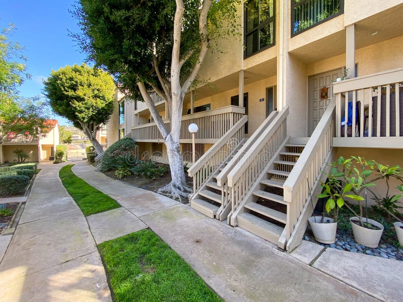 Garden and Lawn Along the Walk Path through the Typical Condo Complex ...