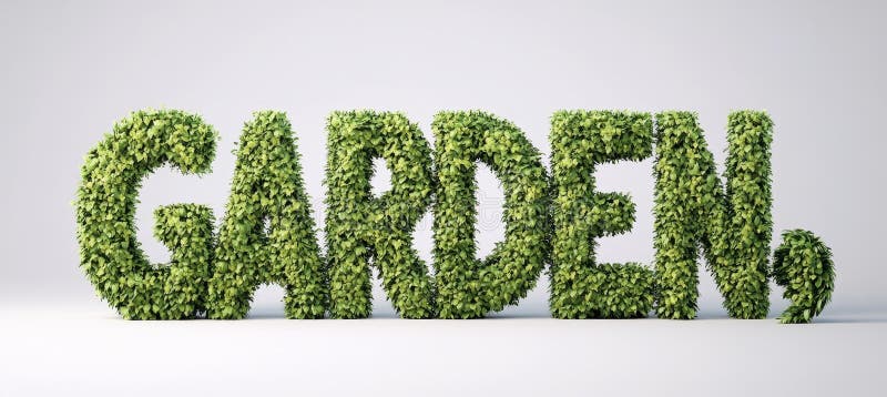 GARDEN Lush Green Topiary Lettering Art Isolated on White, Sustainable ...