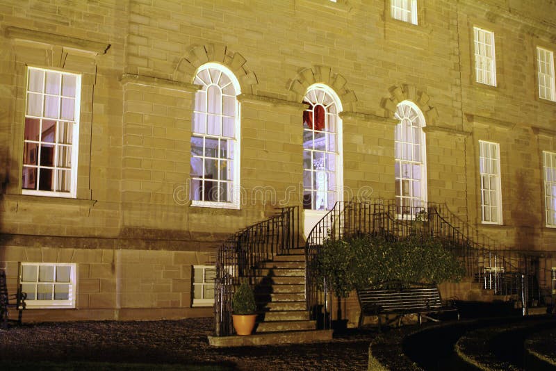 Garden & Manor House at Night Stock Photo - Image of georgian, scottish ...