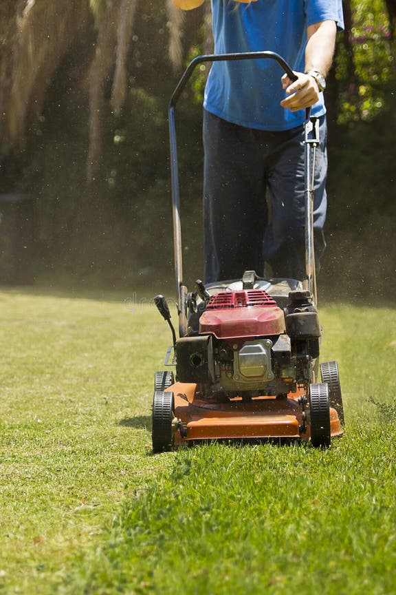 In the Garden - Mowing Lawn Stock Photo - Image of landscaped, flatten ...