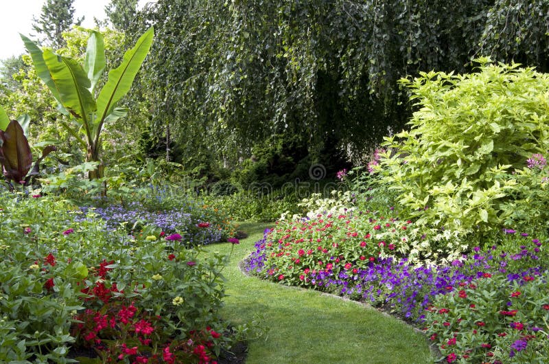 Garden with Nice Lawn and Pond Stock Image - Image of garden, yard ...
