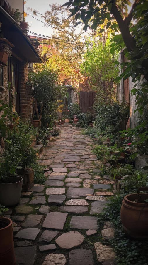 Garden in the Old Town of Tbilisi Stock Illustration - Illustration of ...