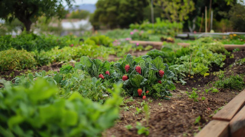 Garden Patch with Different Vegetables Growing in Rich Soil Stock ...
