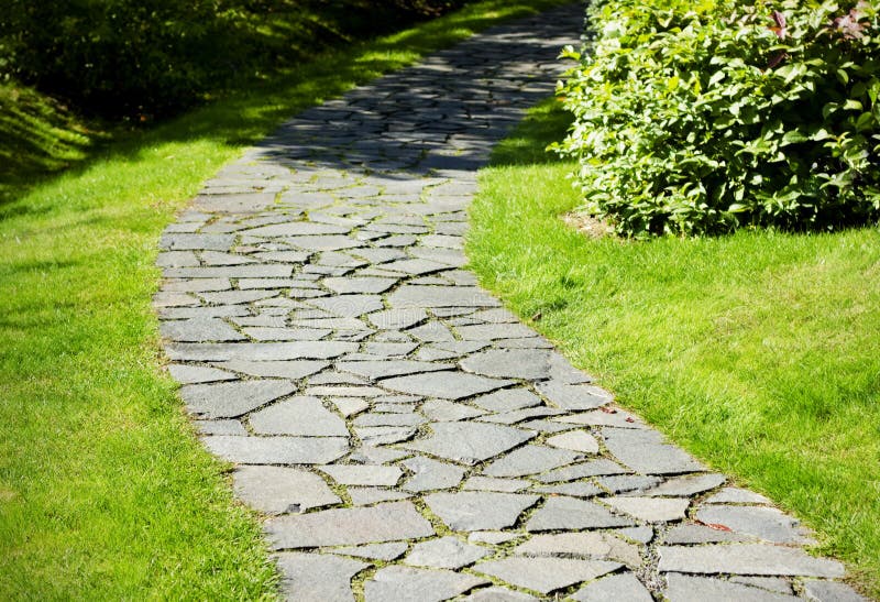 Paved path in a garden stock image. Image of autumn, garden - 23569287