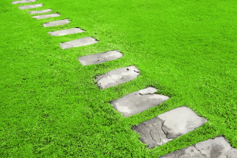 Stone Path in Green Grass Garden Texture Stock Image - Image of pathway ...