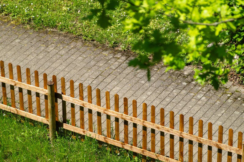 Garden Path Bordered by Rustic Fence Stock Photo - Image of rural ...