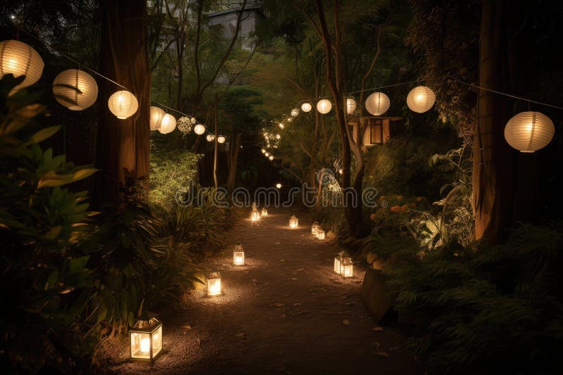 Garden Path, Leading To a Serene Garden Retreat, with Water Feature and ...