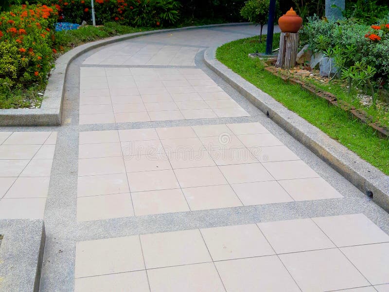 Walkways of Parks. Garden Path of Paving Slabs in the Garden Floor ...