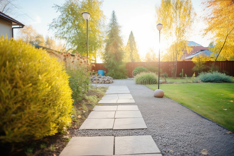 Garden Path with Permeable Paving at a Park Stock Photo - Image of ...