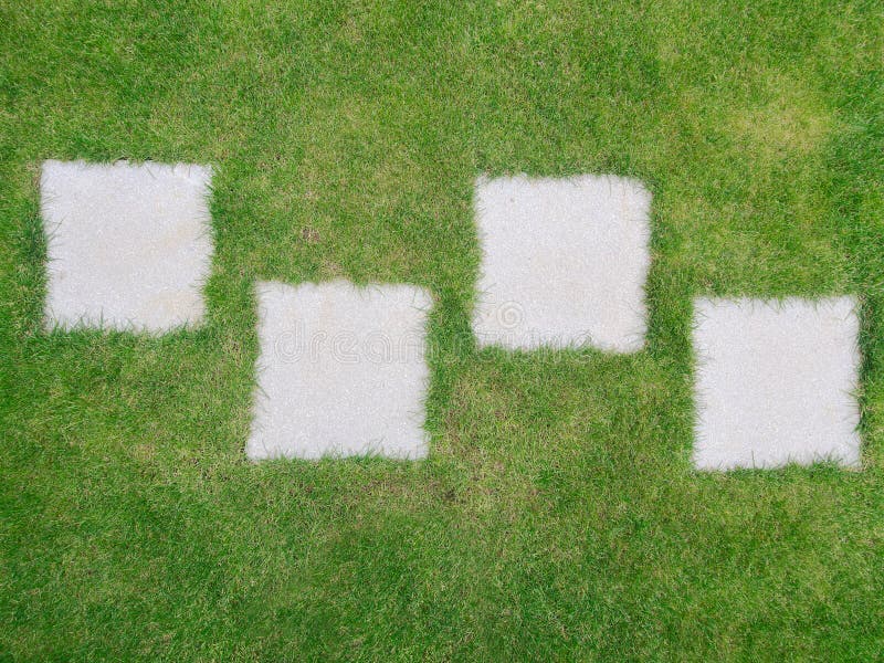 Garden Path - Slabs in Mowed Grass Lawn Stock Photo - Image of paving ...