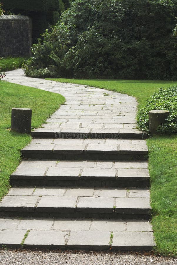 Garden Path with Steps. England Stock Photo - Image of english, curve ...