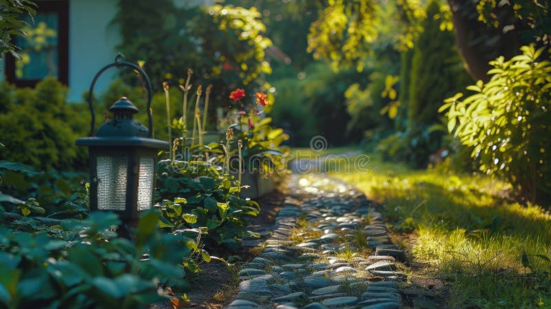 Garden Path stock image. Image of path, patio, bushes - 374824973