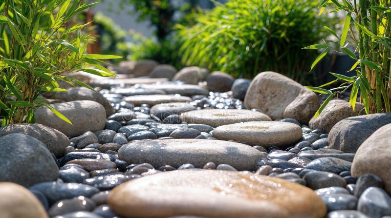 Garden Pathway Made of Smooth, Rounded Stones Stock Illustration ...