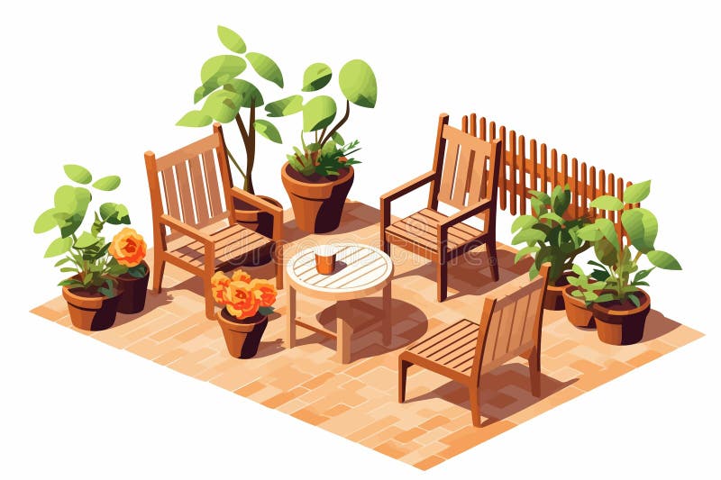 Garden Patio Isolated Vector Style Illustration Stock Vector ...