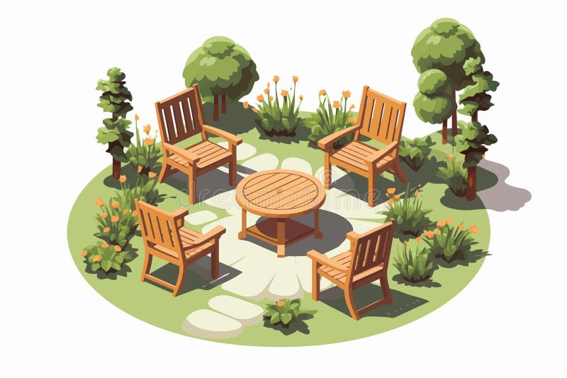 Garden Patio Isolated Vector Style Illustration Stock Vector ...