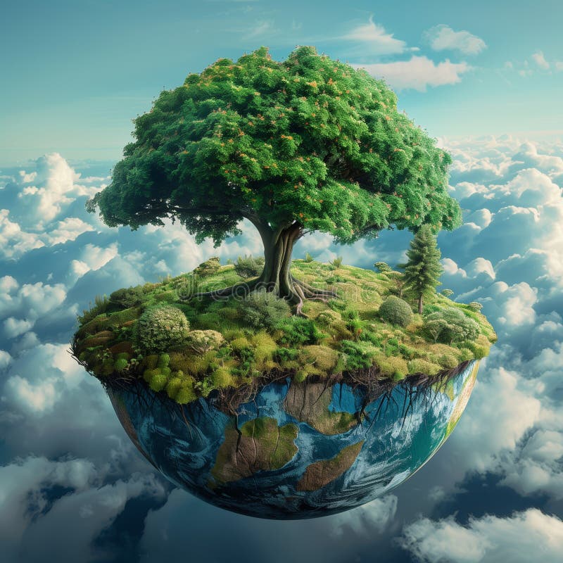 Garden Planet Earth in the Clouds,Aerial View of Lush Greenery Stock ...