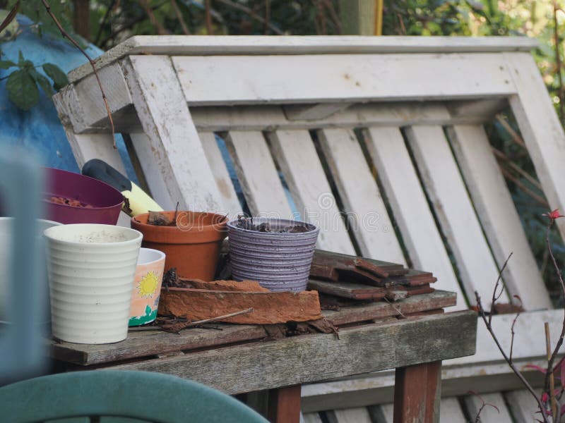 A Garden Planter Made of an Old Pallet and Some Mixed Ceramic and ...