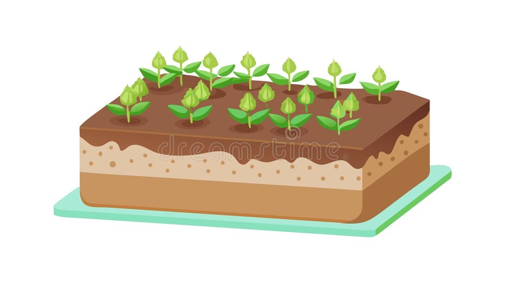 Garden Plot Cake with Sprouting Seedlings, Vector Design Generative AI ...