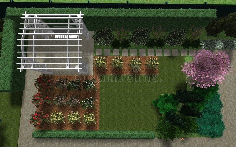 Garden Plot Design. a Step-by-step Path Made of Tiles Around the ...