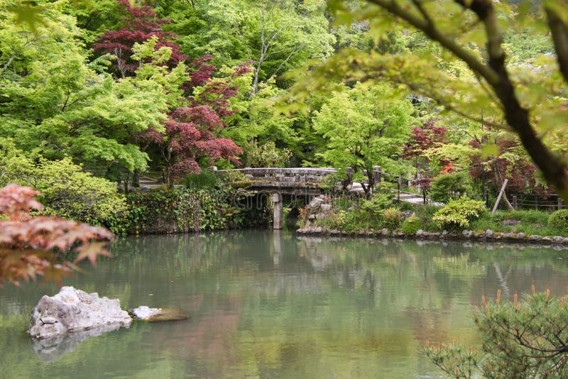 The Garden and the Pond Inside Eikan-Do Temple. Kyoto Japan Stock Photo ...