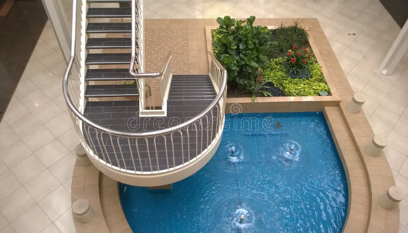 Garden ,pool and stairway stock image. Image of buildings - 38848561