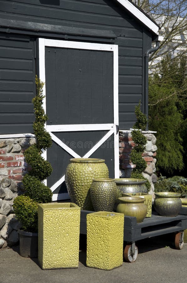 Garden pots stock image. Image of designs, center, flower - 39350115