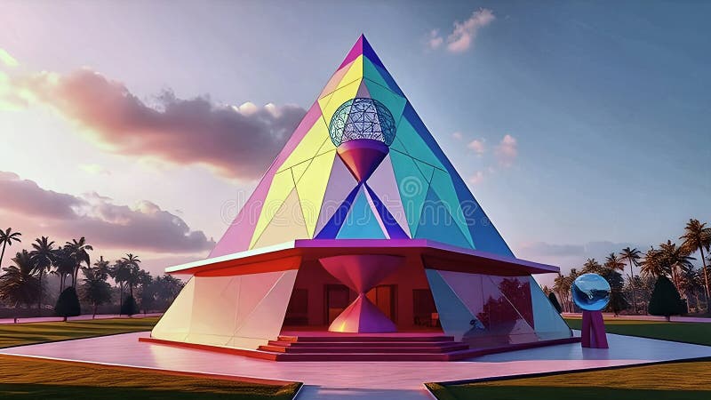 Garden with Pyramid Feature Stock Illustration - Illustration of design ...