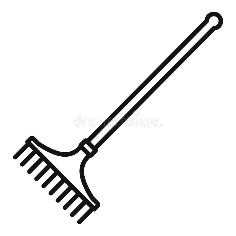Garden Rake Icon, Outline Style Stock Vector - Illustration of ...