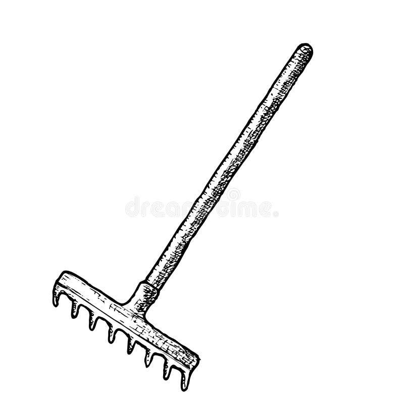 Garden rake sketch stock vector. Illustration of planting - 97522272