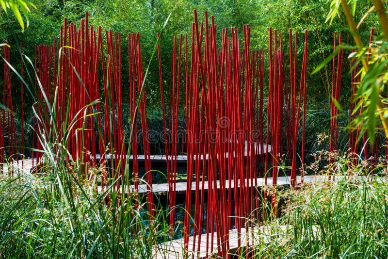 Garden with red reed stock photo. Image of roseaux, roseau - 58883052
