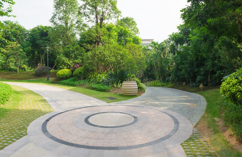 Garden of a Residence Community Stock Photo - Image of path, track ...