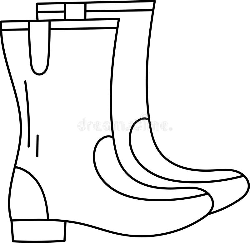 Garden Rubber Boots Outline Stock Vector - Illustration of rain ...