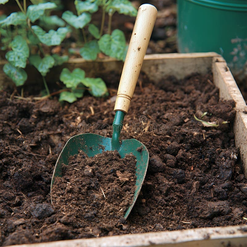 A Garden Scoop Filled with Dark Soil Stock Illustration - Illustration ...